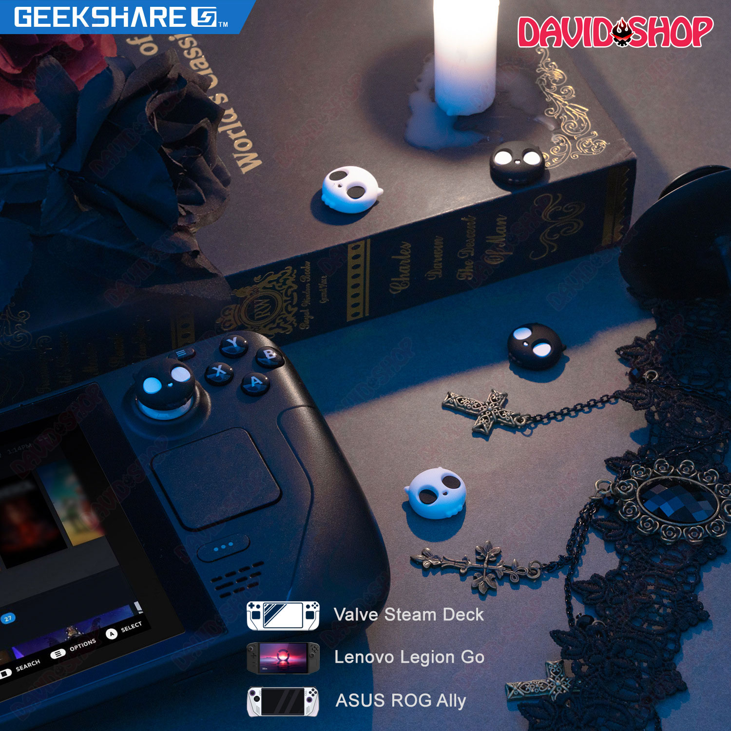 Núm bọc analog (GeekShare) Đầu Lâu Ngọt Ngào cho Steam Deck / ROG Ally / Legion Go / Mobapad ...