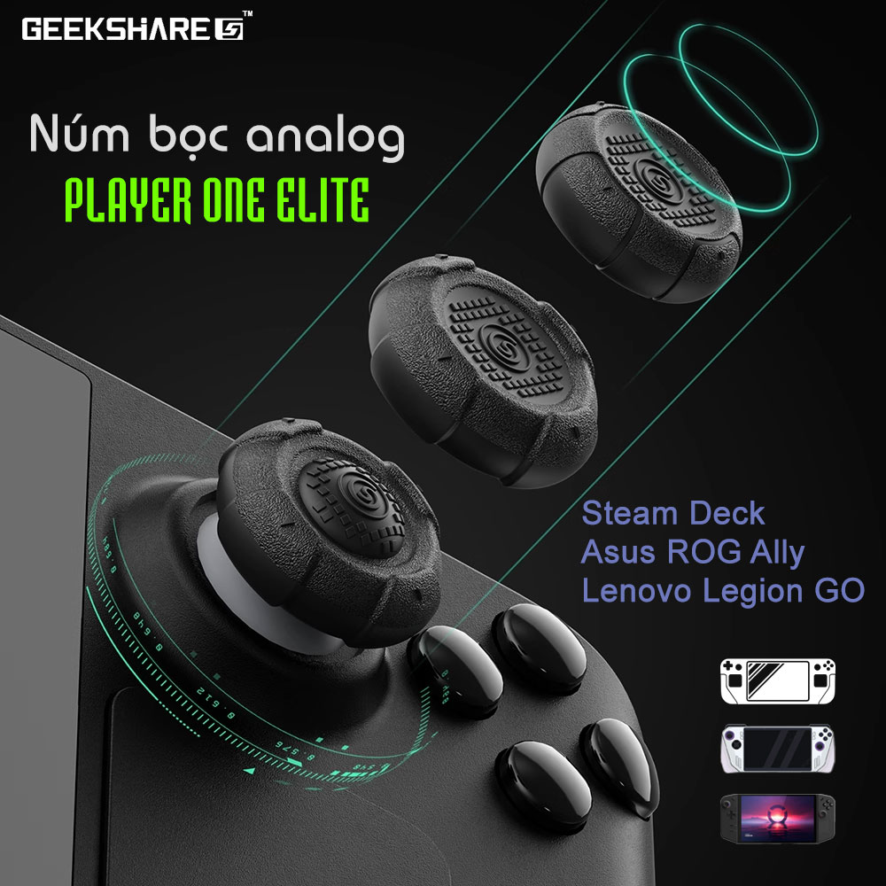 Núm bọc analog (GeekShare) Player One ELITE công thái học cho Steam Deck / ROG Ally / Legion Go ...
