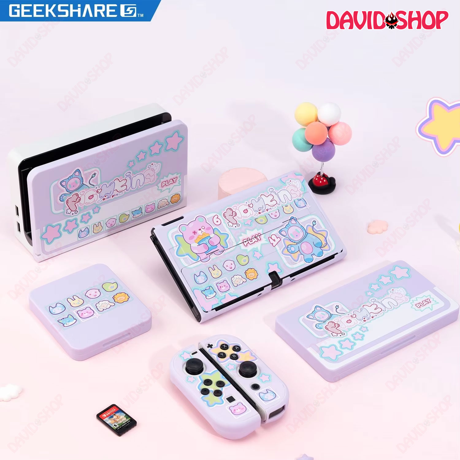 Ốp lưng + ốp dock + hộp đựng băng chủ đề Animal Fighting (GeekShare) - Nintendo Switch OLED/V1 ...